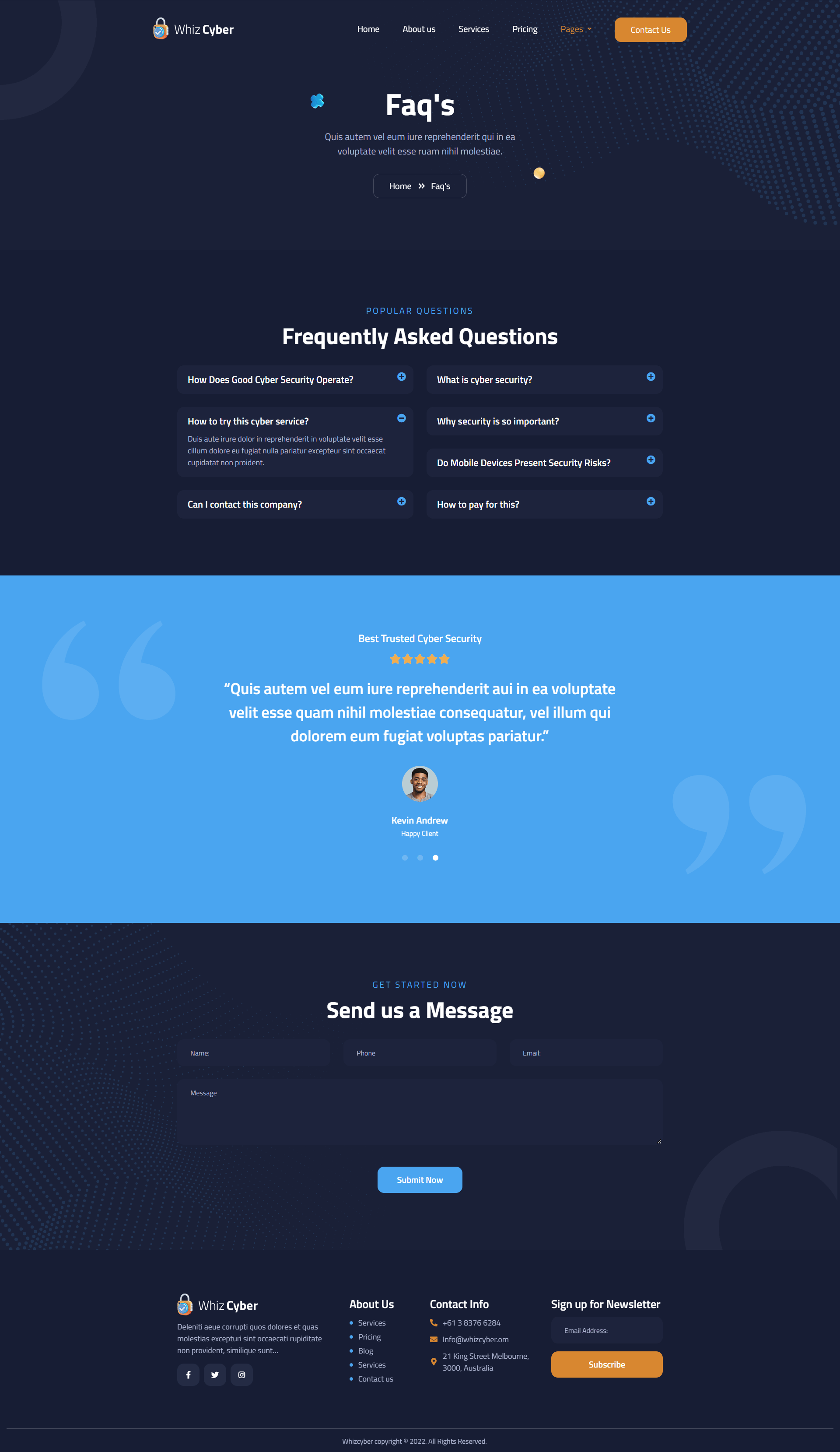 WhizCyber - Cyber Security Elementor Template Kit by designingmedia