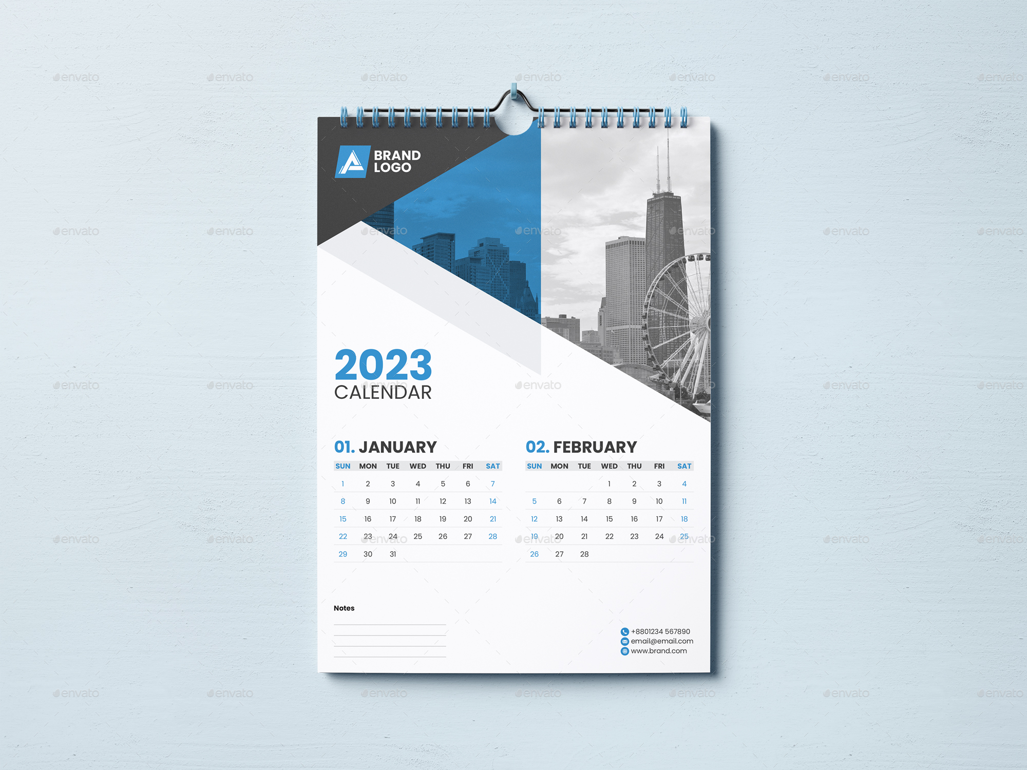 Company Wall Calendar Template, Print Templates | GraphicRiver