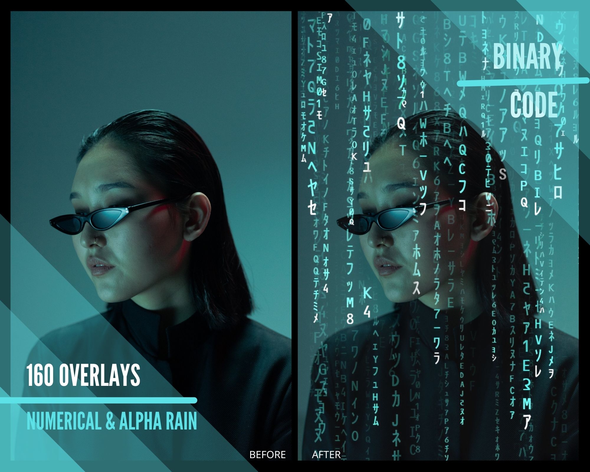 Binary Code - Numerical & Alpha Rain,Overlays. by 1001Graphics ...