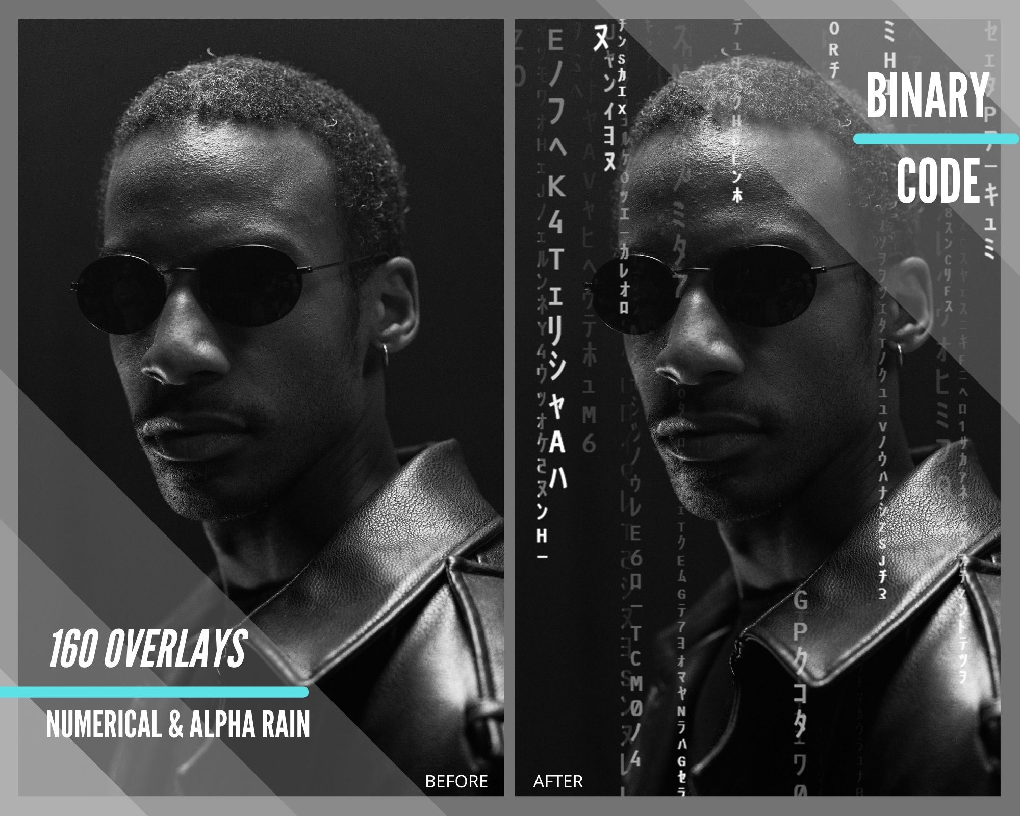 Binary Code - Numerical & Alpha Rain,Overlays., Add-ons | GraphicRiver
