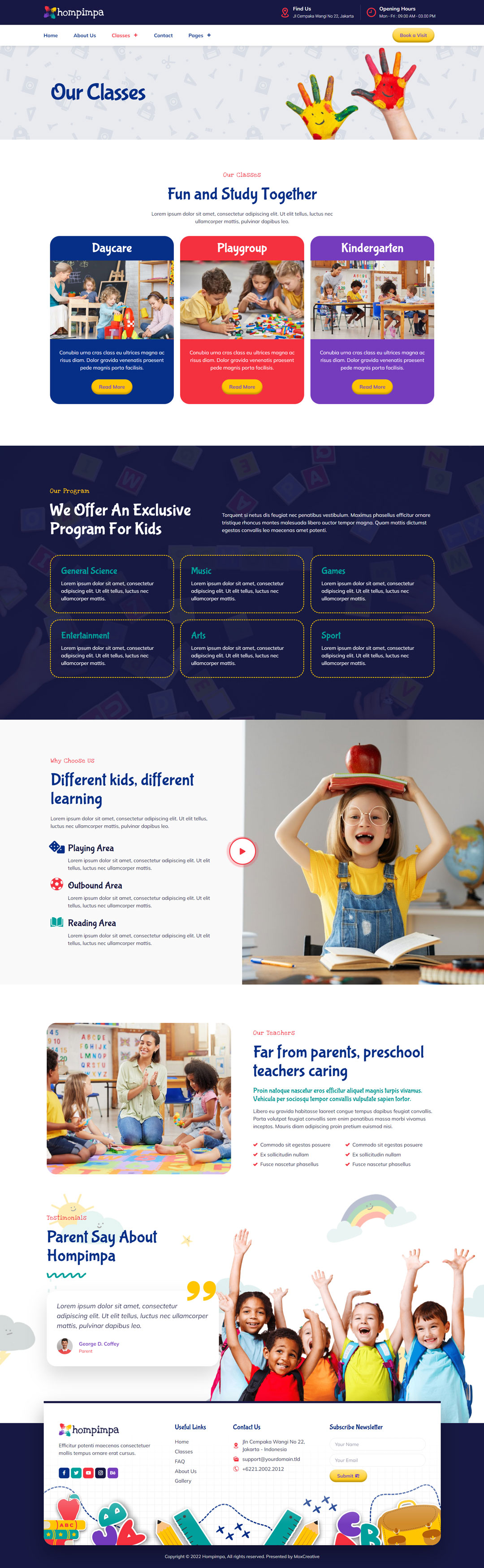 Hompimpa - Kindergarten & Child Care Elementor Template Kit by moxcreative