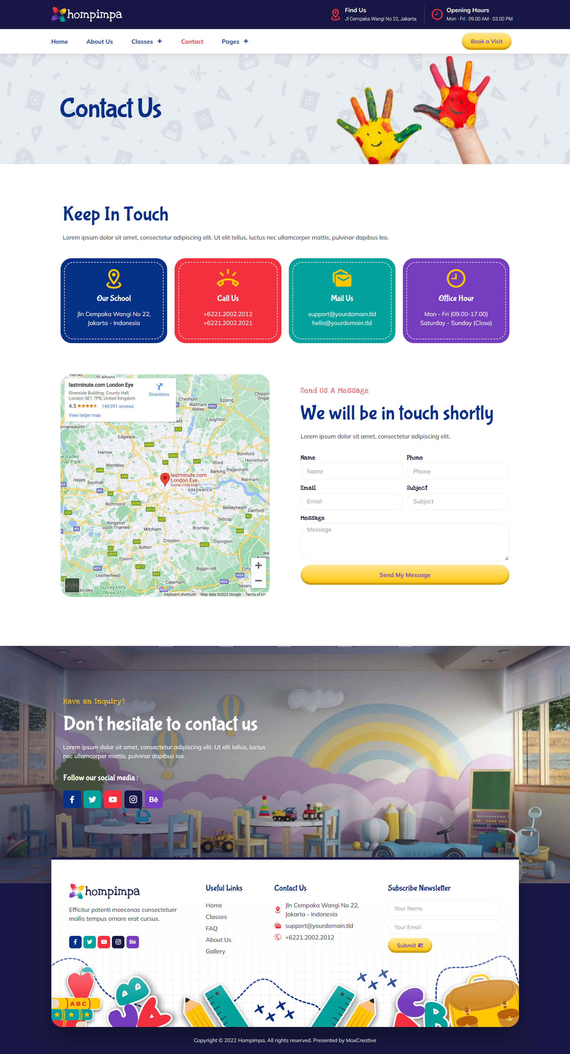 Hompimpa - Kindergarten & Child Care Elementor Template Kit by moxcreative