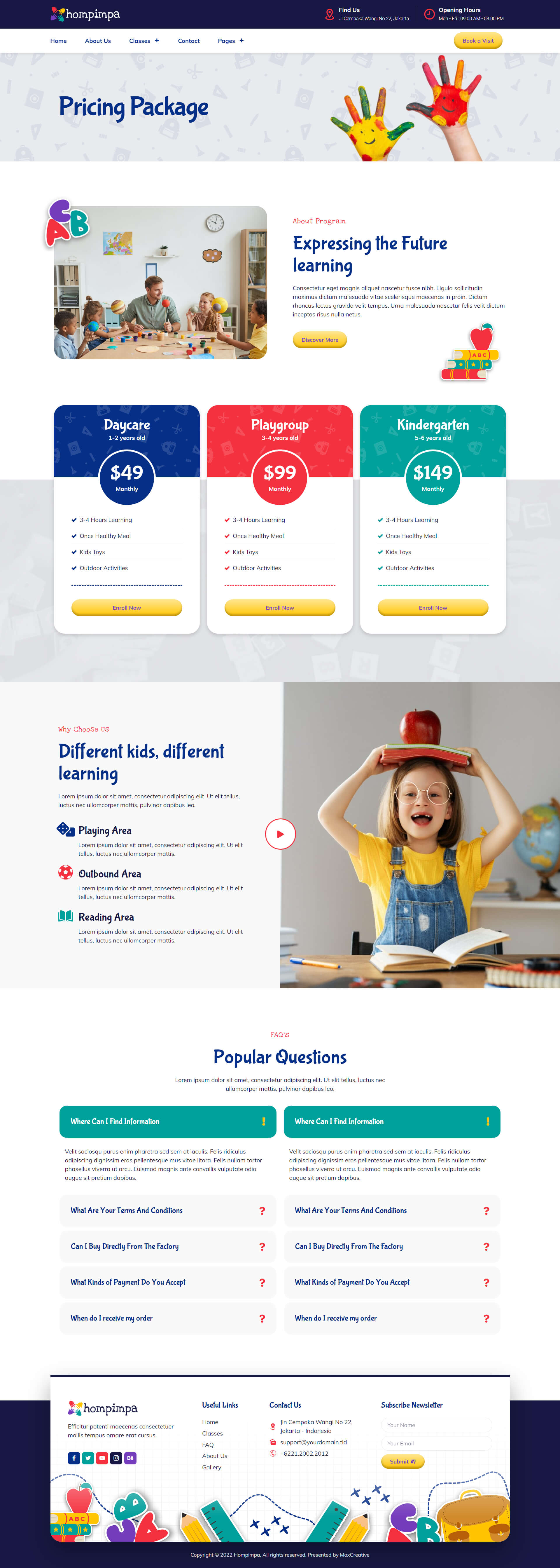 Hompimpa - Kindergarten & Child Care Elementor Template Kit by moxcreative