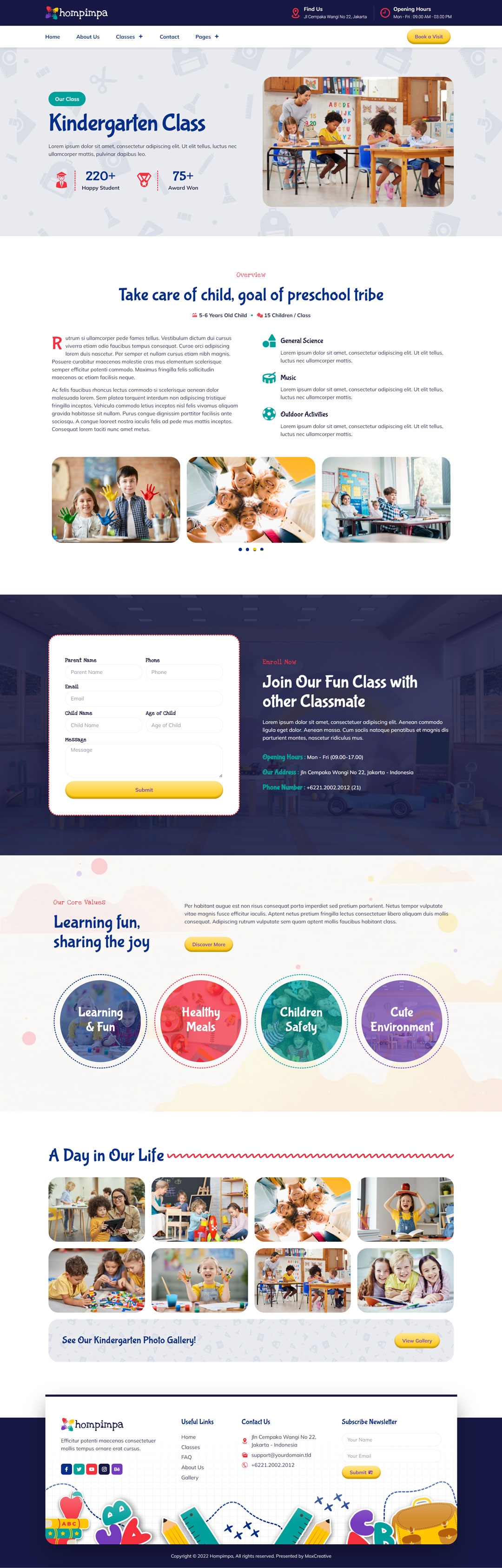Hompimpa - Kindergarten & Child Care Elementor Template Kit by moxcreative