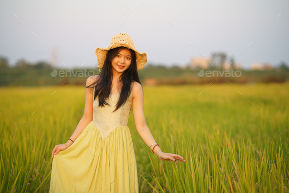 girl walking on rice fields Stock Photo by liufuyu | PhotoDune