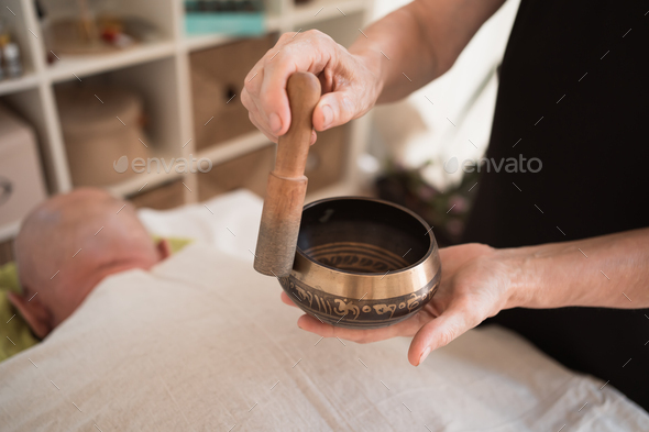 Body healing with sounds of tibetan bowl Stock Photo by natanavo ...