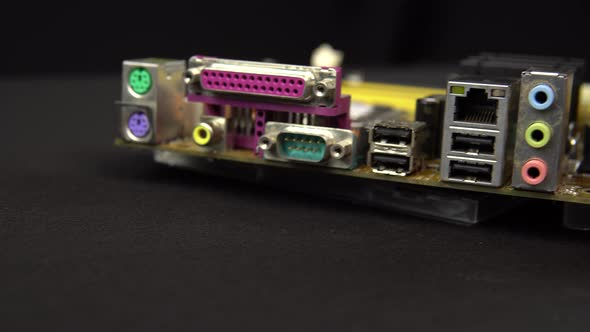 Side View of The Inputs of The Motherboard. Motherboard Pc Base Part. a ...