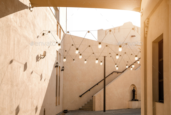 Selective focus on Light bulbs, Katara Cultural village, Doha, Qatar ...