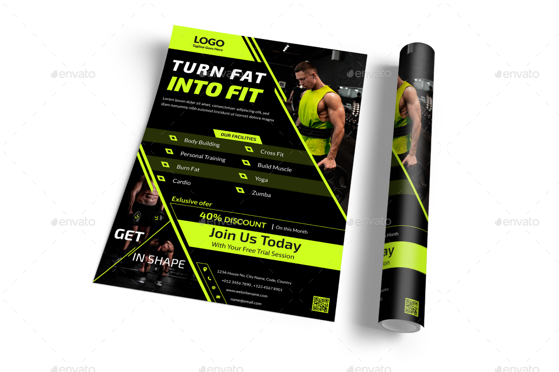 Fitness Gym Flyer Template, Print Templates | GraphicRiver