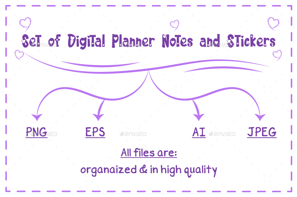 Set of Digital Planner Notes and Stickers pack, Vectors | GraphicRiver