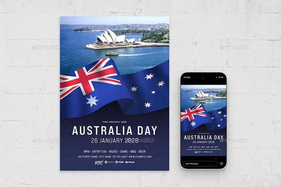 Australia Day Flyer Template, Print Templates | GraphicRiver