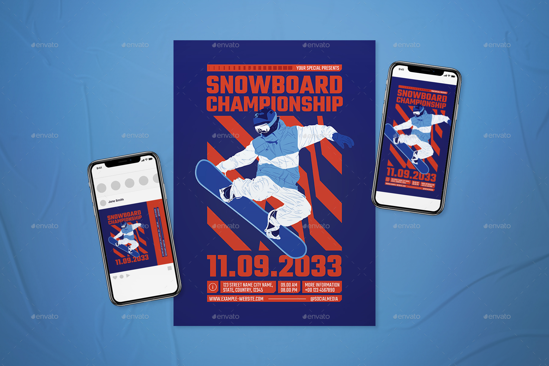 Snowboard Championship Flyer Set by dannyaldana | GraphicRiver