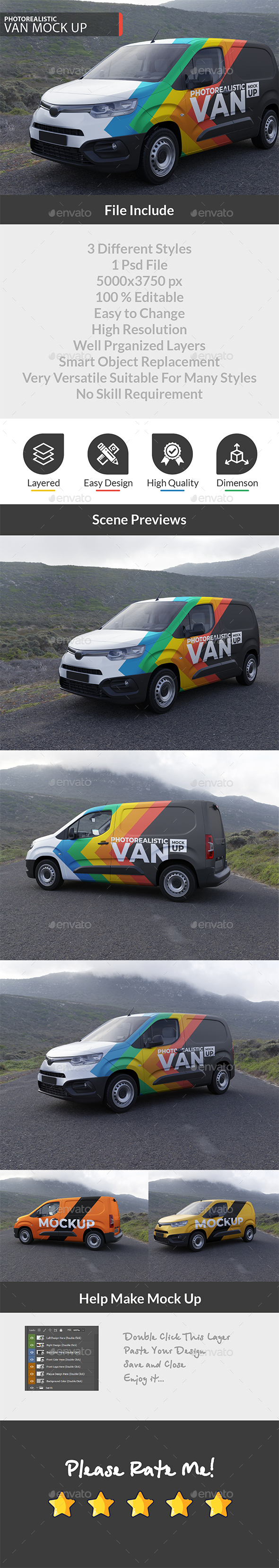 Realistic Van Mock Up, Graphics | GraphicRiver