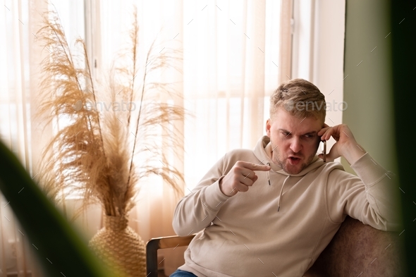 Angry Man arguing speaking by phone Stock Photo by OlgaSmolina | PhotoDune