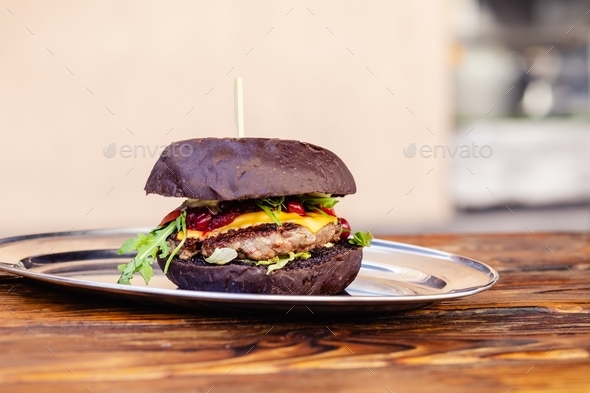 Street food burger with grilled beef Stock Photo by kattyelefant ...