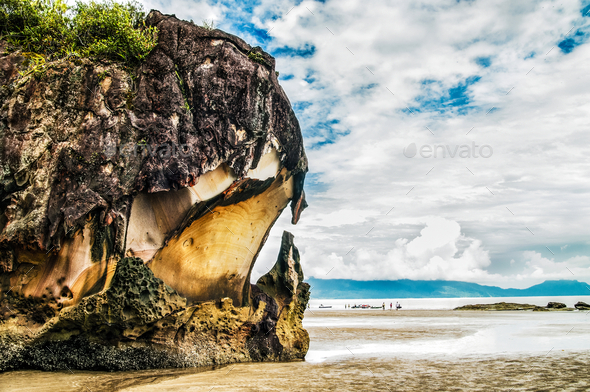 Giant sea stack of Bako National Park, Sarawak, Borneo Stock Photo by ...