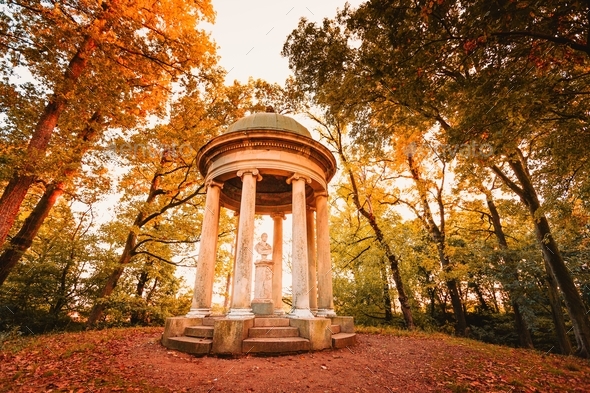 Building with columns called "Tempietto" in the park of Villa Annoni in ...