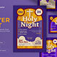 Purple Stained Glass Holy Night Flyer Set, Print Templates | GraphicRiver