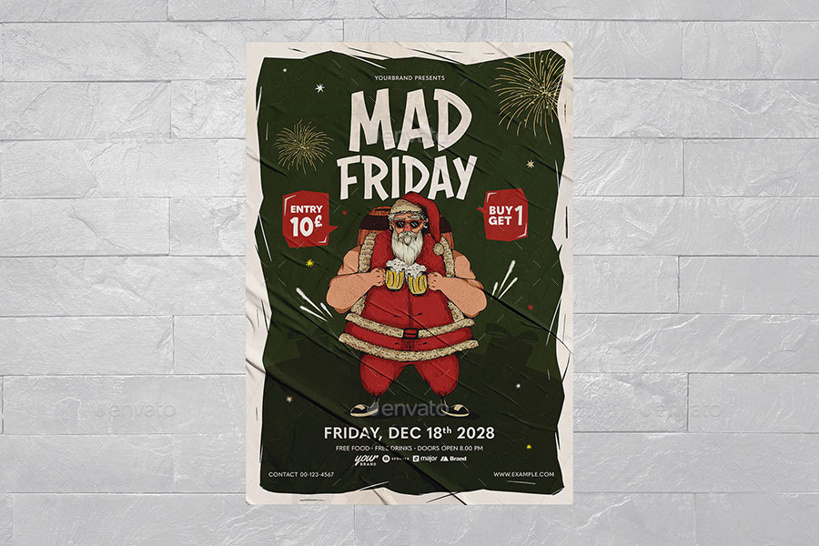 Christmas Mad Friday Flyer Template, Print Templates | GraphicRiver