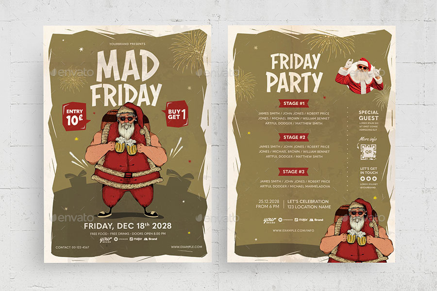 Christmas Mad Friday Flyer Template, Print Templates | GraphicRiver