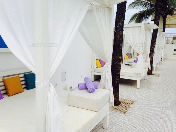 All White spa set up in the outdoors Stock Photo by Jatinpurohit74
