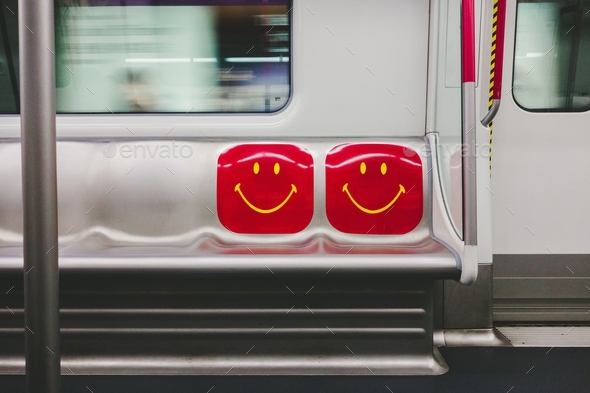 Cute Subway train seats in Hong Kong Stock Photo by thobry | PhotoDune