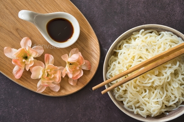 Shirataki konjac noodle. Japanese traditional oriental style food ...