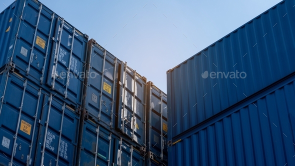 Stack cargo containers box, Cargo freight ship for import export ...