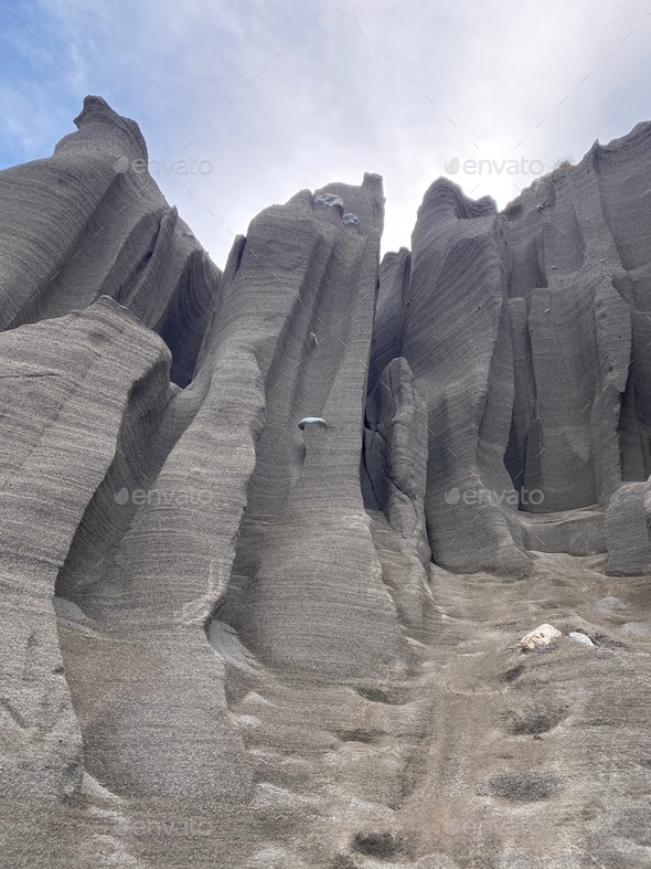 beauty of nature of the Altai. Natural phenomenon sand pillars. Stock ...