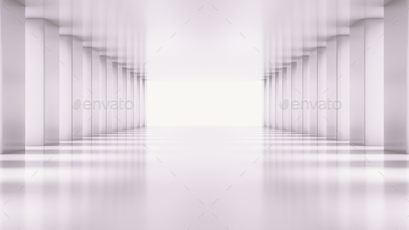 Scenery of white empty hall with light and reflecttion Stock Photo by ...