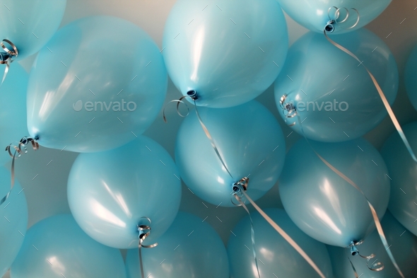 Blue balloons are flying under the ceiling. Stock Photo by AksiPo ...