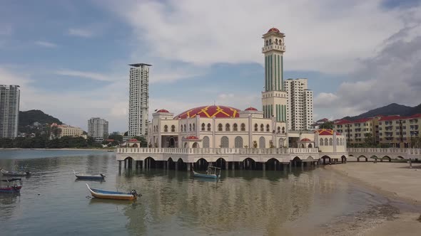 Move toward floating mosque near sea, Stock Footage | VideoHive