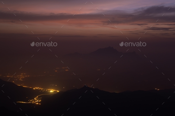 Top of Mountains - Sunset Stunning View of clouds - Natural background ...