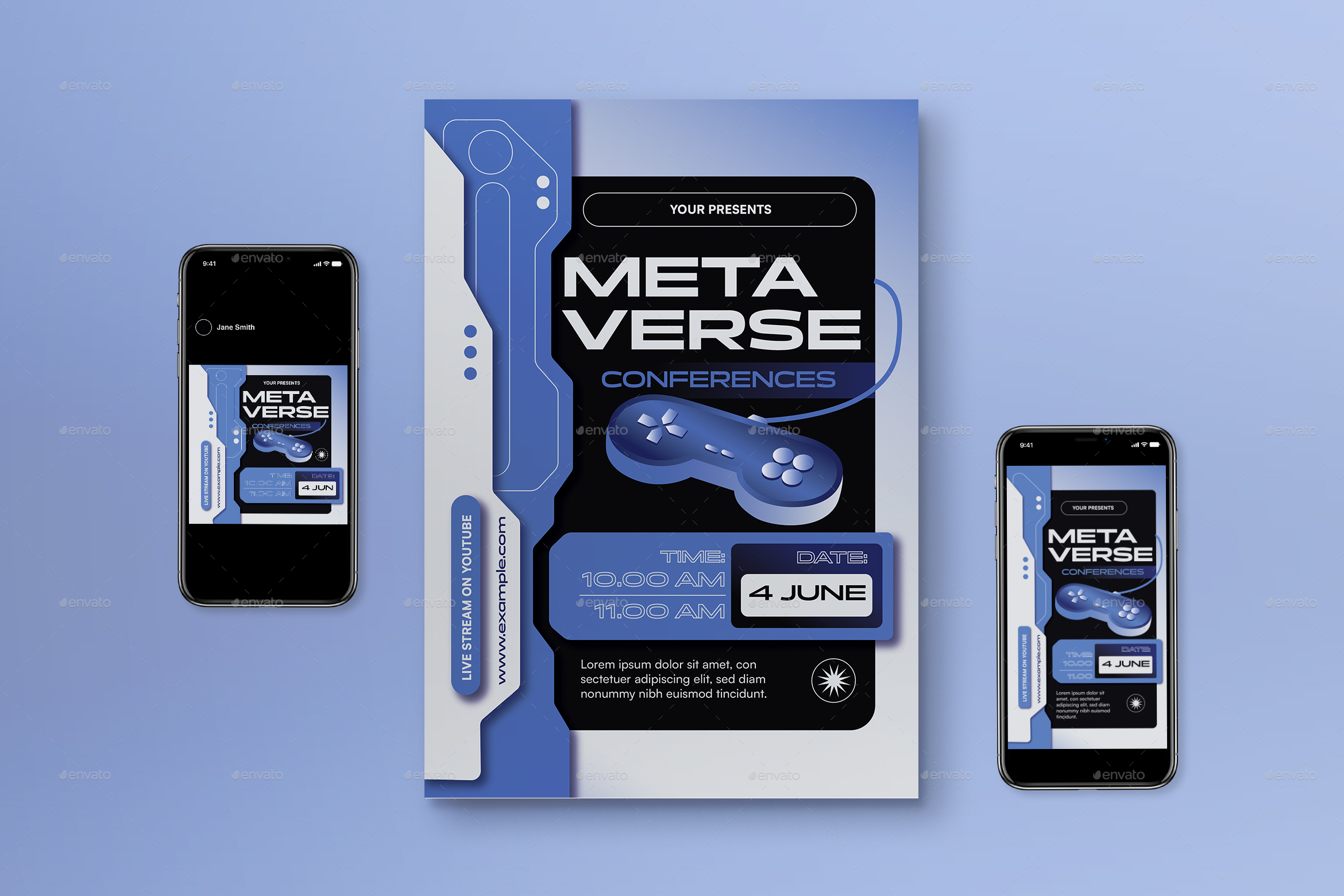 Black Futuristic Metaverse Flyer Set, Print Templates | GraphicRiver