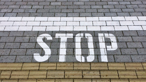 Stop sign on the pavement Stock Photo by al69mutter | PhotoDune