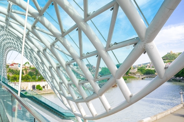 Glass Bridge of Peace in Tbilisi, Georgia in summer, close up ...