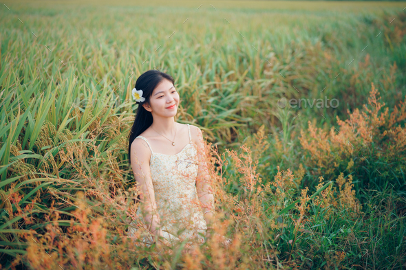 girl walking on rice fields Stock Photo by liufuyu | PhotoDune