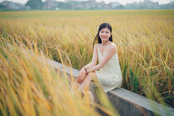 girl walking on rice fields Stock Photo by liufuyu | PhotoDune
