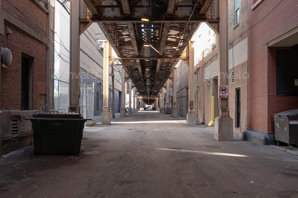 Chicago Alleyway Underneath the L Tracks Stock Photo by darrenvorel