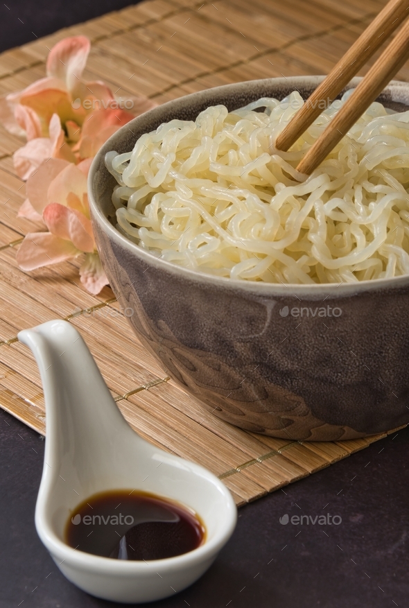 Shirataki konjac noodle. Japanese traditional oriental style food ...