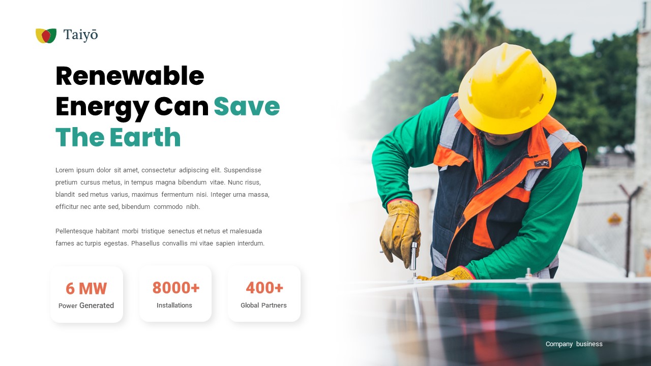 Taiyo - Solar Panel Energy PowerPoint Template, Presentation Templates