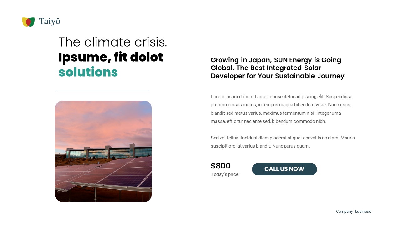 Taiyo - Solar Panel Energy Google Slides Template, Presentation Templates