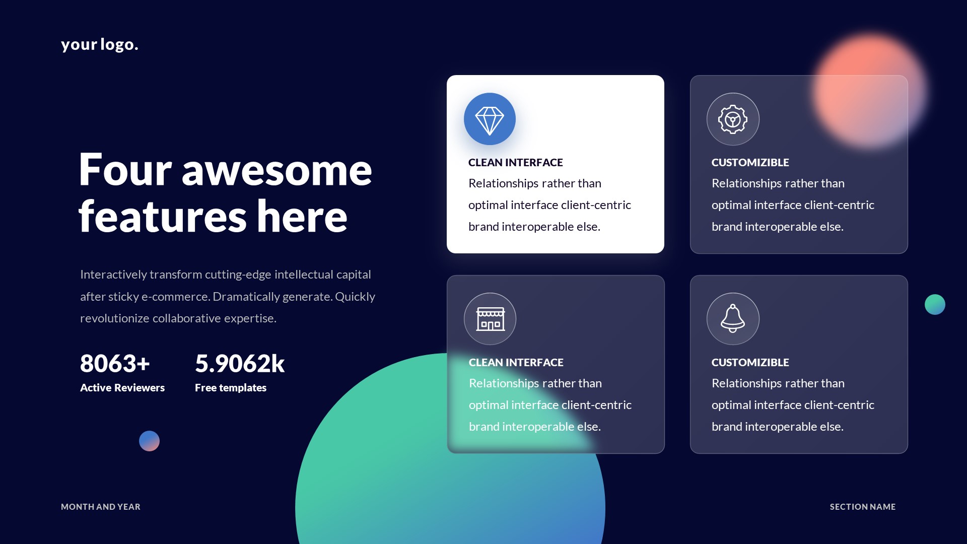 Glassmorphism PowerPoint Presentation Template, Presentation Templates