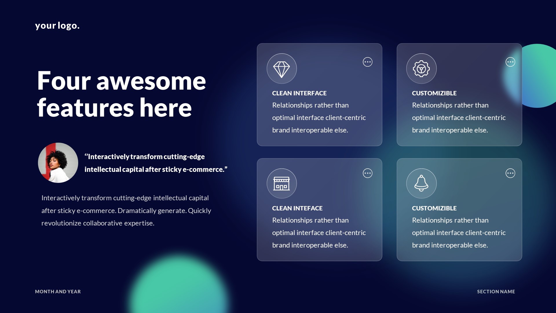 Glassmorphism PowerPoint Presentation Template, Presentation Templates