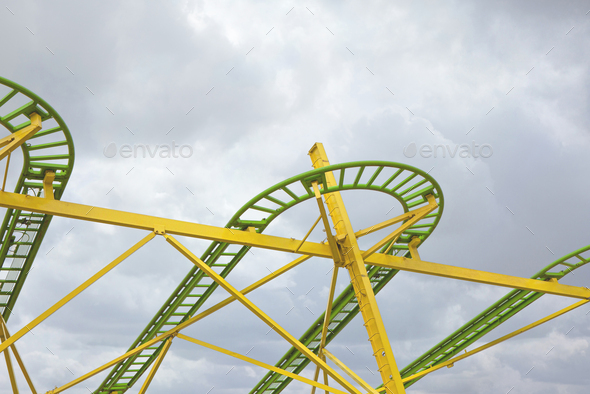 Roller coaster rails in a funfair Stock Photo by Redzen2 | PhotoDune