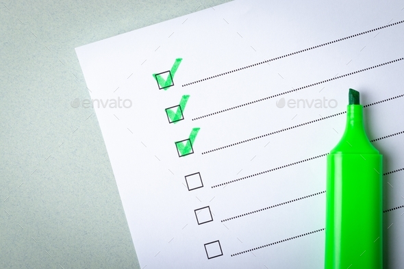 Check list and green marker Stock Photo by lyalya_go | PhotoDune