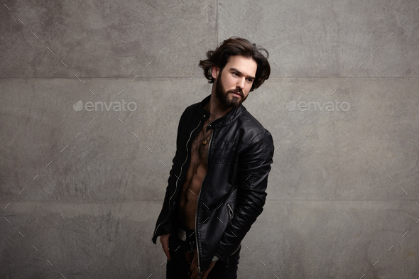 Handsome man in leather jacket Stock Photo by kegfire | PhotoDune