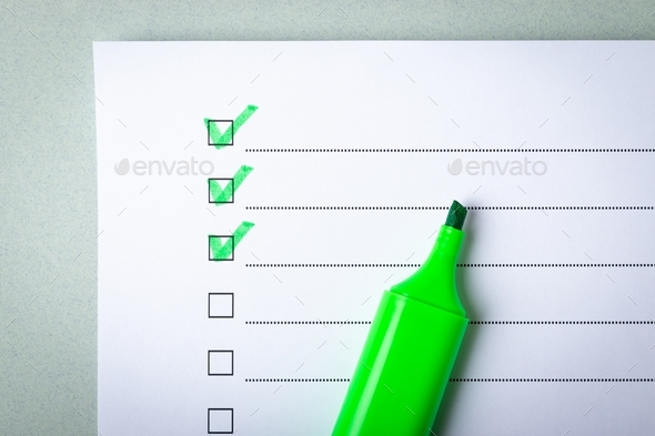 Check list and green marker Stock Photo by lyalya_go | PhotoDune