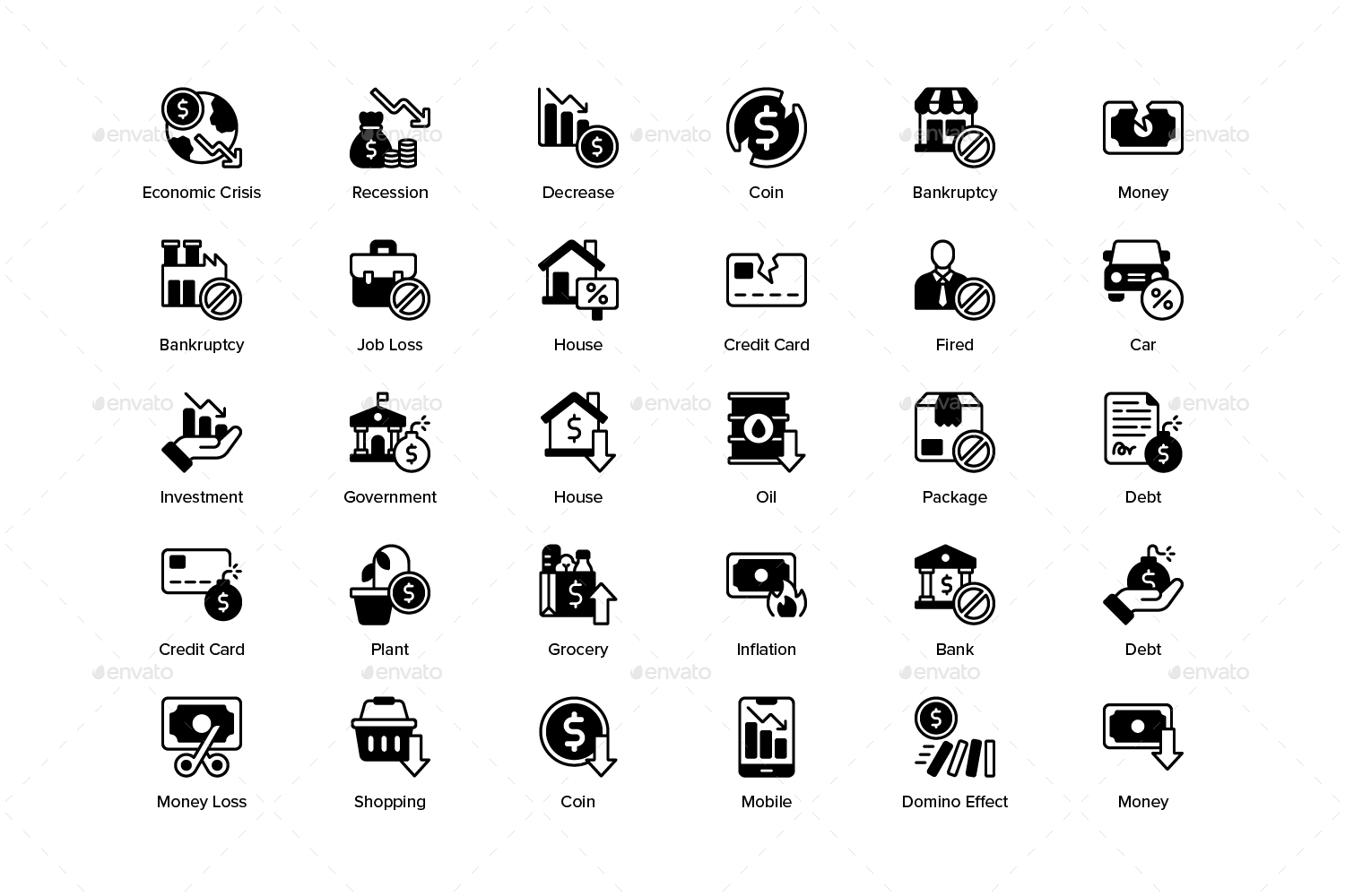 Recession Icons, Icons | GraphicRiver