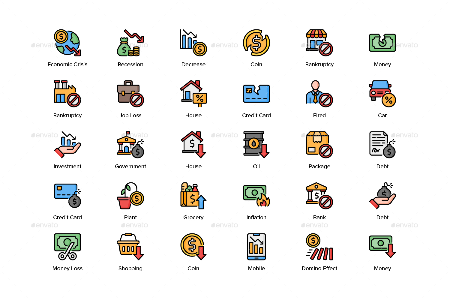 Recession Icons, Icons | GraphicRiver